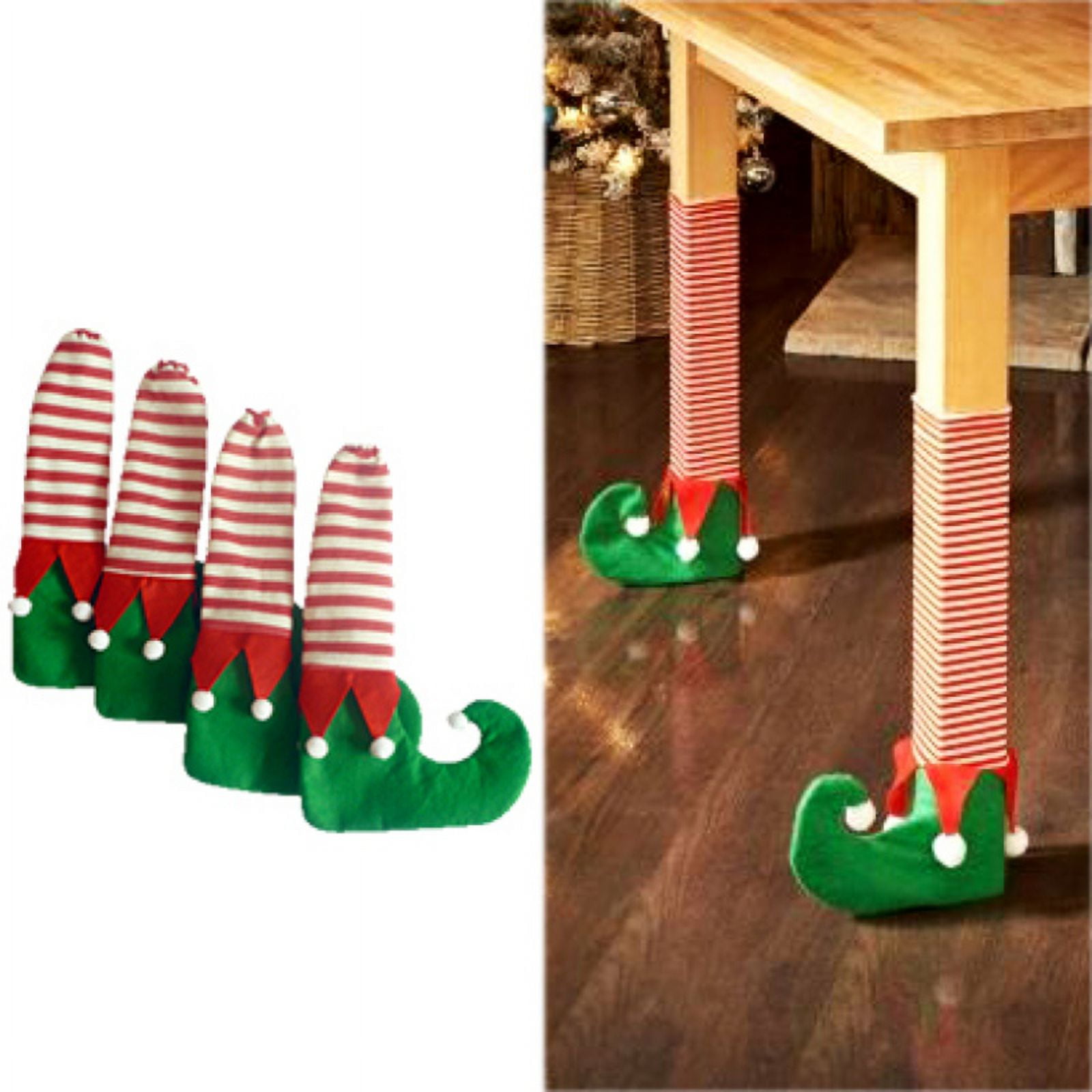 Christmas Chair Leg Covers Table Leg Covers Stripes Elf Feet Shoes Legs ...