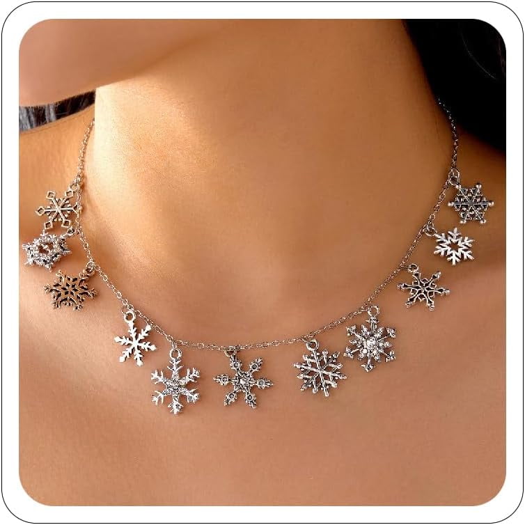Christmas Charm Necklace for Women Trendy Dainty Snowflake Tree ...