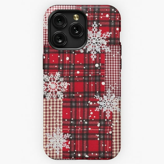 Christmas Checkered Pattern Classic Red Art iPhone Case 17 to 11 Pro ...