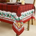 Christmas Checkered Rectangle Tablecloth, Winter Holly Bell Table Cloth ...