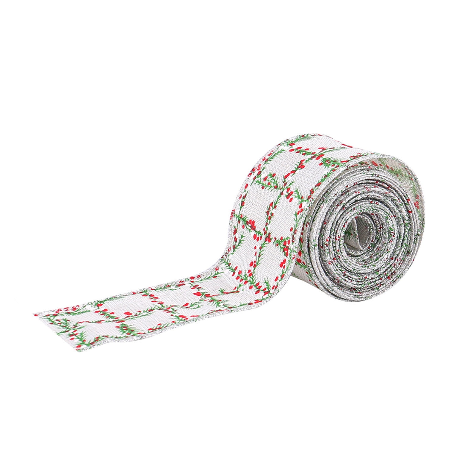 Christmas Checkered Ribbon 5cm Wide 15 Feet Long, White Bow Decorative ...