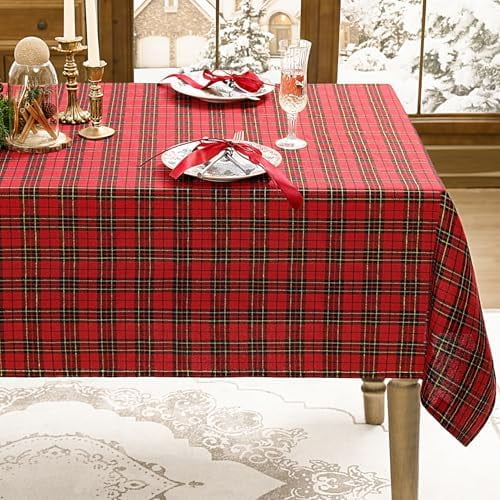 Christmas Checkered Tablecloth Rectangle - 54 x 80 Inch - Green Buffalo ...