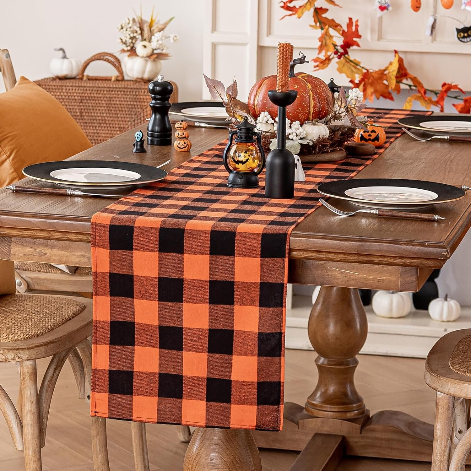 Christmas Checkered Tartan Table Runner - Red Buffalo Plaid Xmas Stain ...