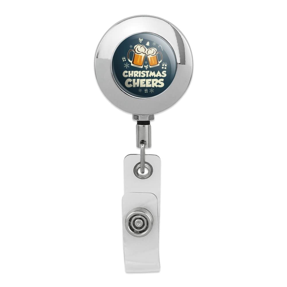 Christmas Cheer Retractable Reel Premium Metal Chrome Badge ID Card ...