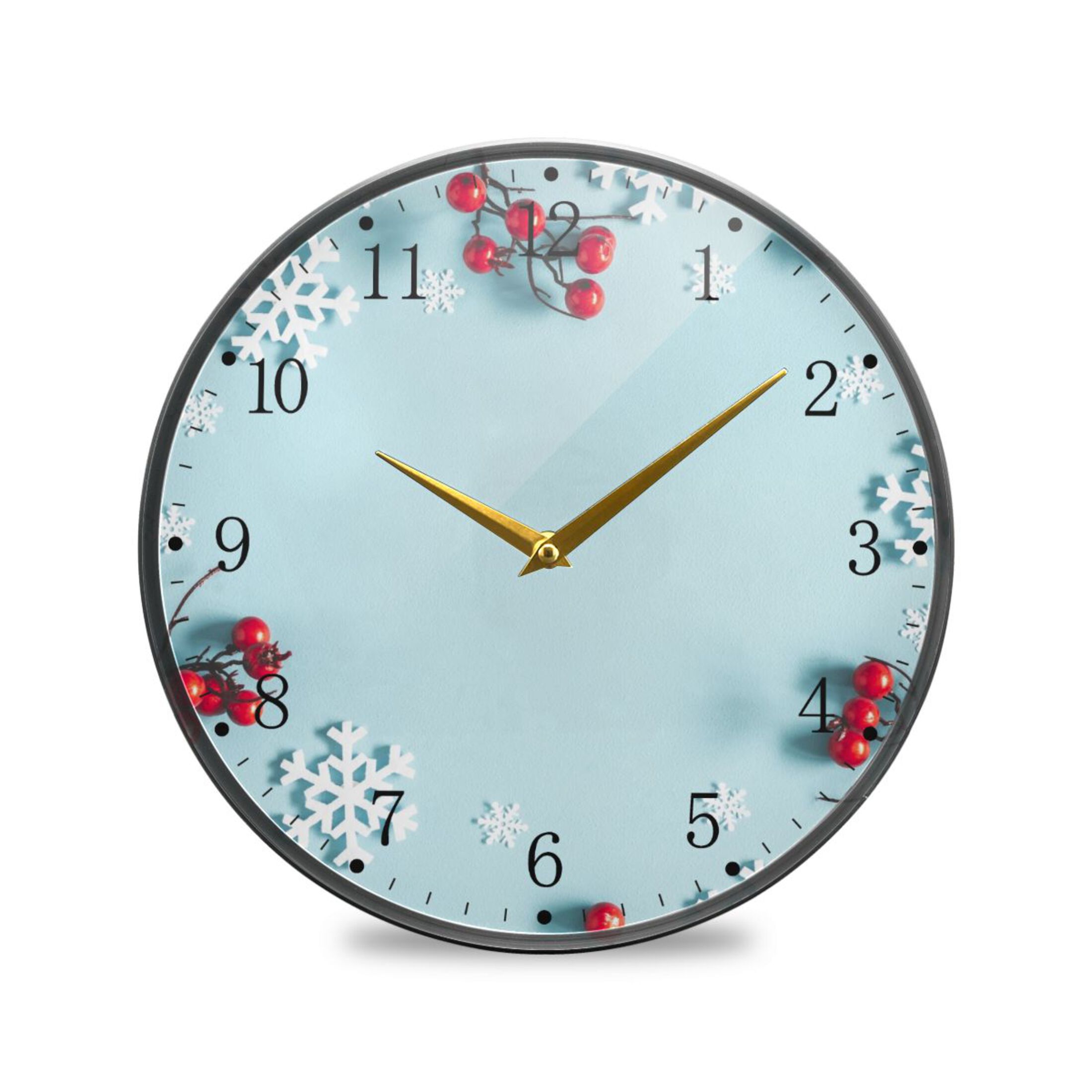 Christmas Cheery and Snows Acrylic Wall Clocks Quiet Round Clock ...