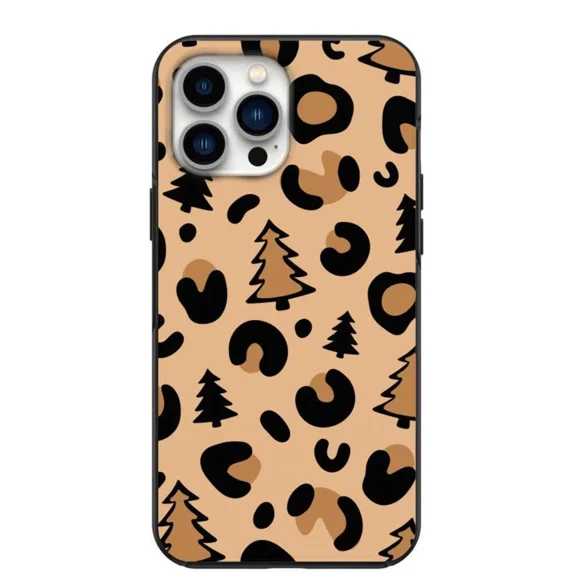 Christmas Cheetah Leopard Print Holiday Tree Pattern Phone Case with ...