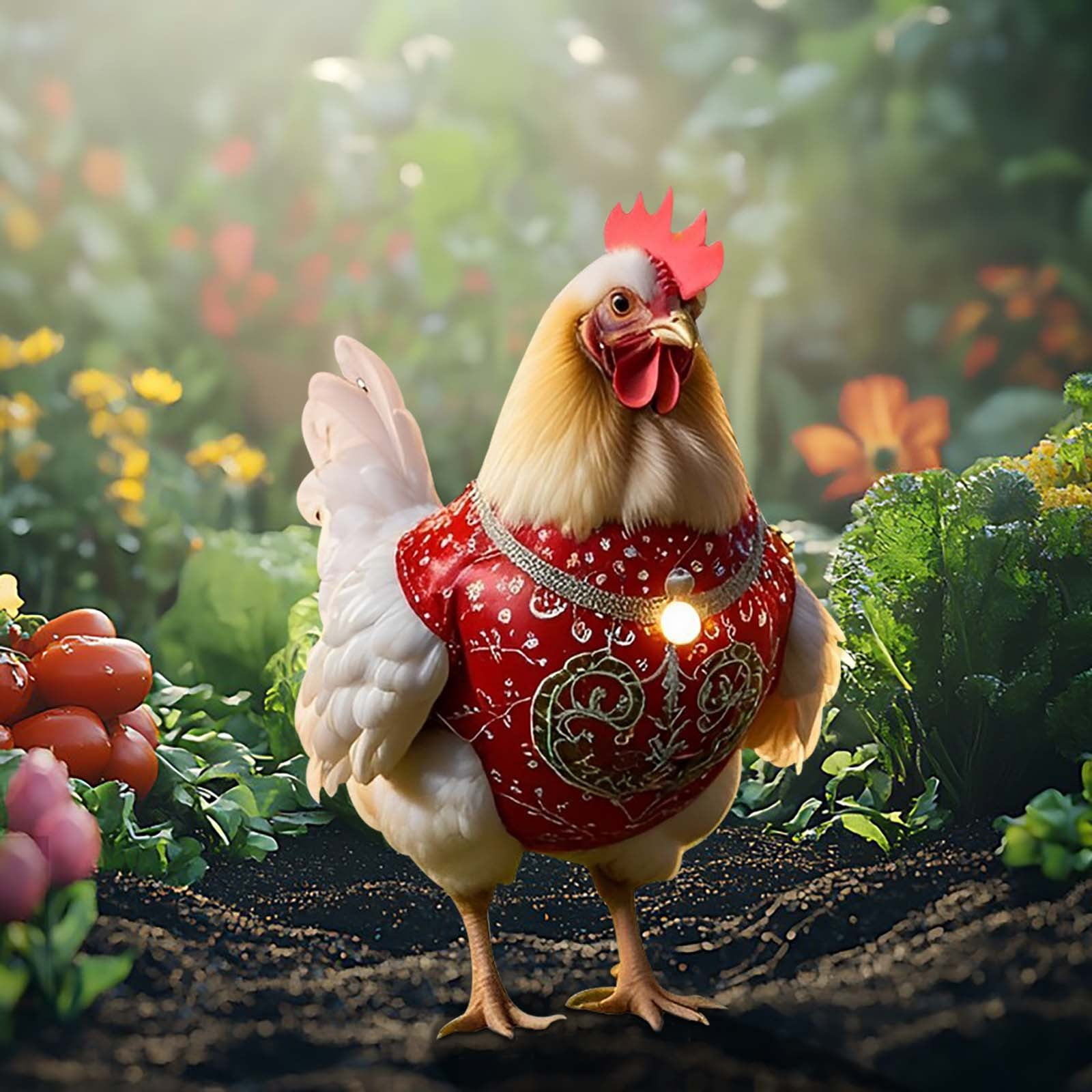 Christmas Chicken Ground Plug Decoration Outdoor Christmas Garden Farm ...