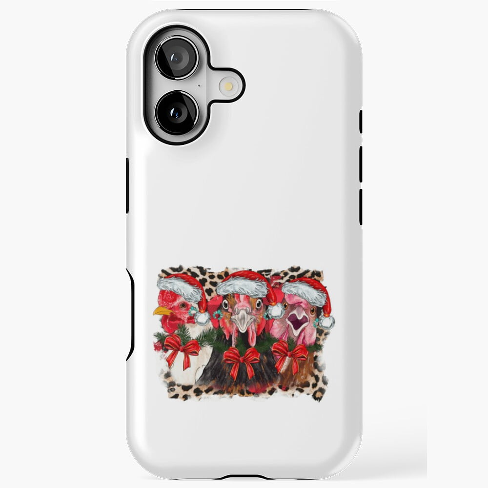 Christmas Chicken Leopard Plaid Art Phone Case with iPhone 17 to 11 Pro ...