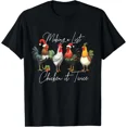 Christmas Chicken Lover Xmas Santa Hat Funny Farm Art Graphic Tee Shirt ...