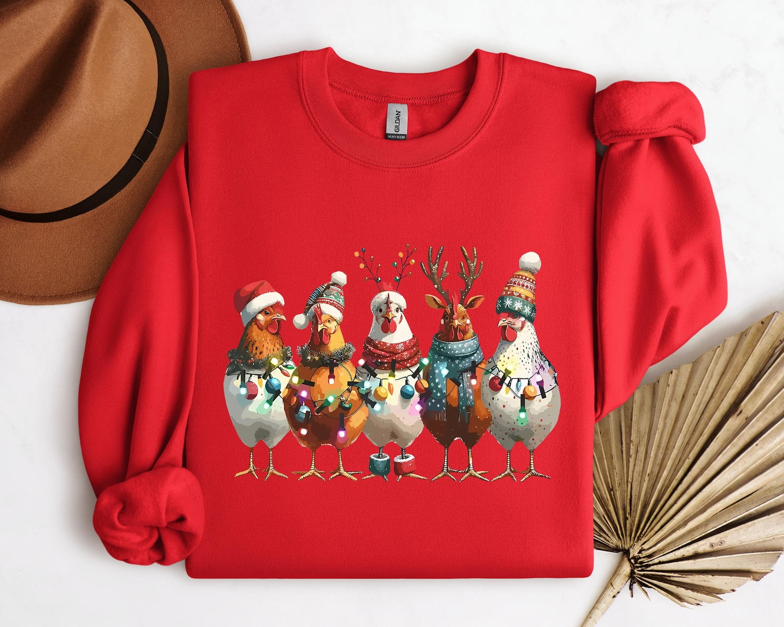 Christmas Chickens Sweatshirt—Funny Christmas Chicken Sweatshirt ...