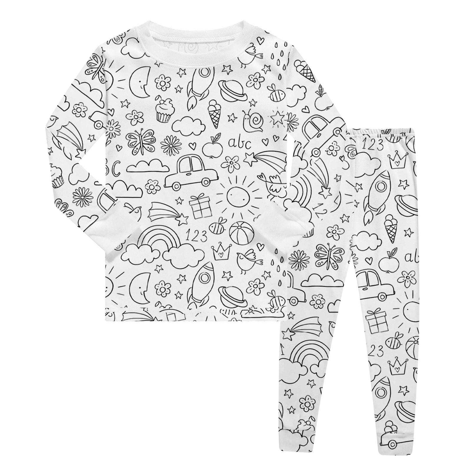 Christmas Children's Sketch Coloring Diy Hand Drawn Hoodie Set Unisex ...
