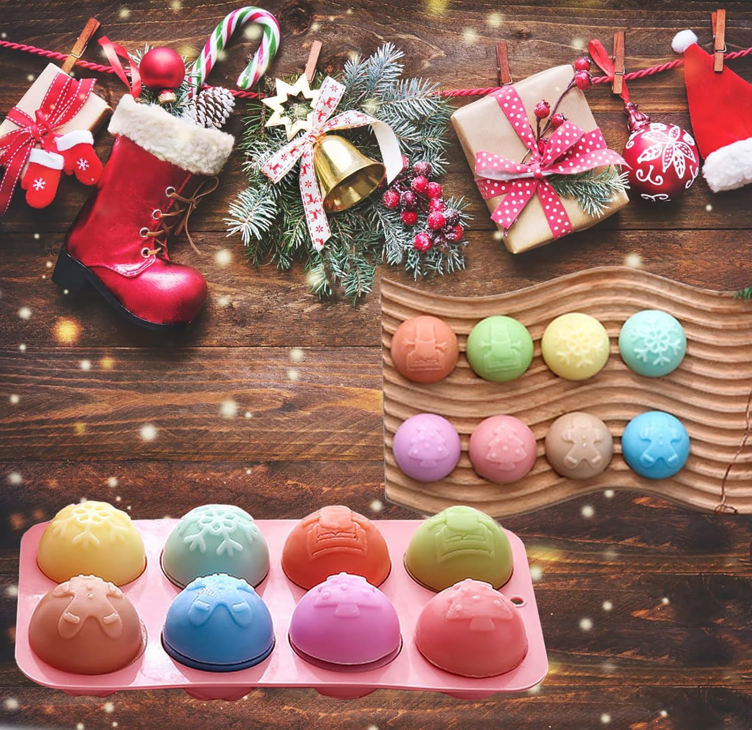 Christmas Chocolate Round Silicone Molds, Tree Snowflake Snowman Shape ...