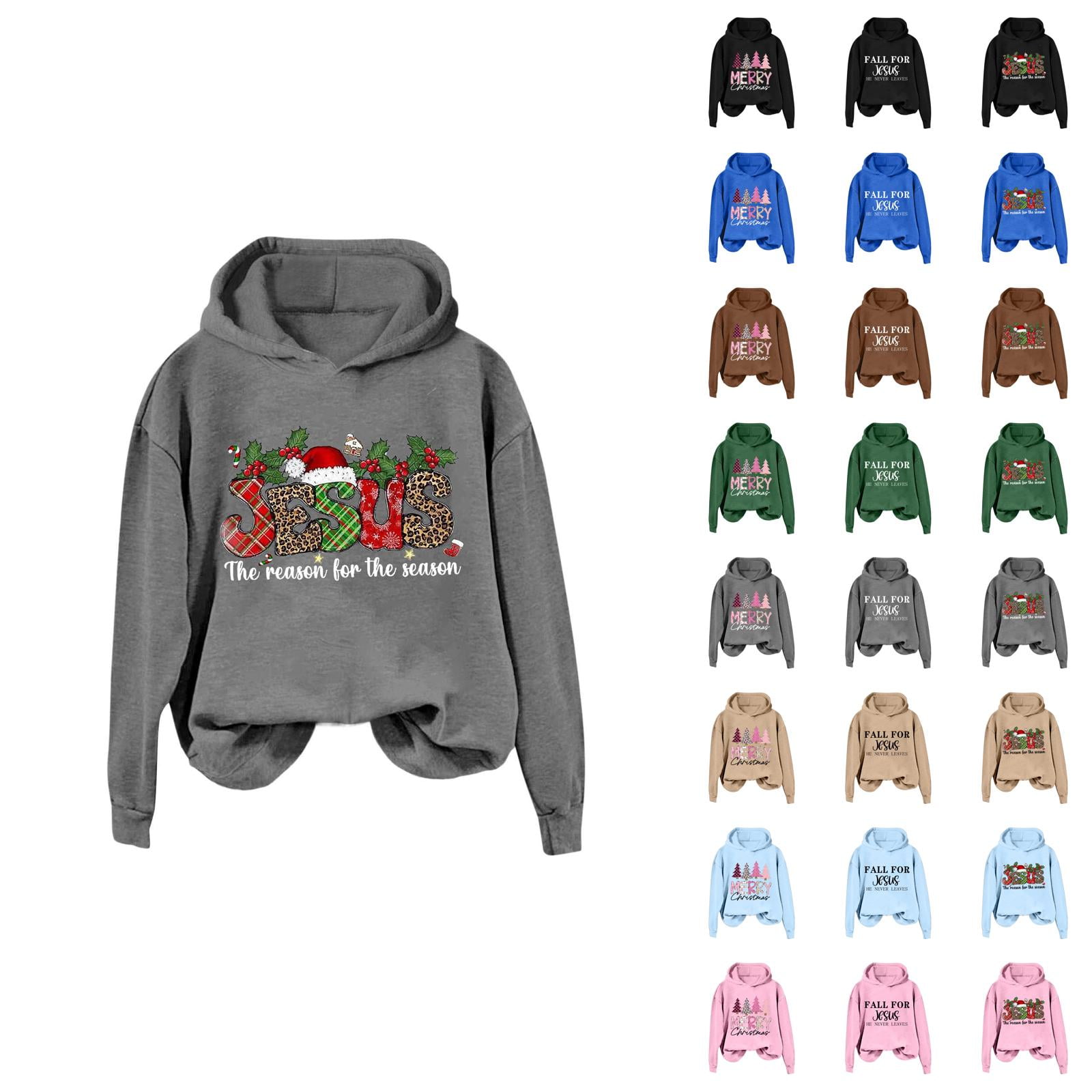 Christmas Christian Hoodies for Women 2025 Long Sleeve Xmas Jesus ...