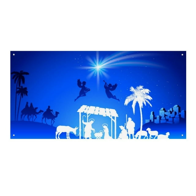 Christmas Christian Nativity Scene Banners Flag Hanging Backdrop Sign ...