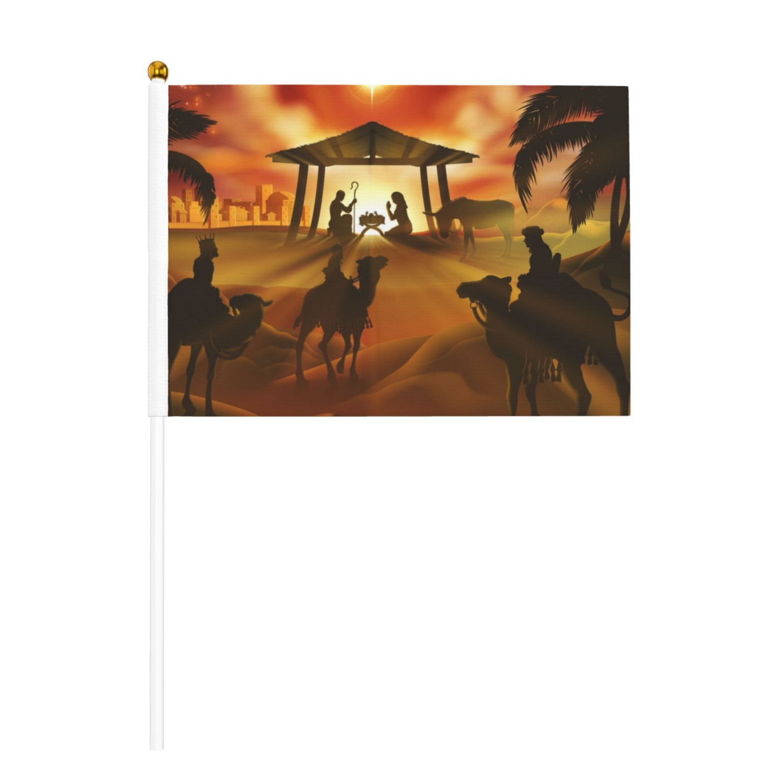 Christmas Christian Nativity Scene Flag Small Mini Hand Held Flags ...
