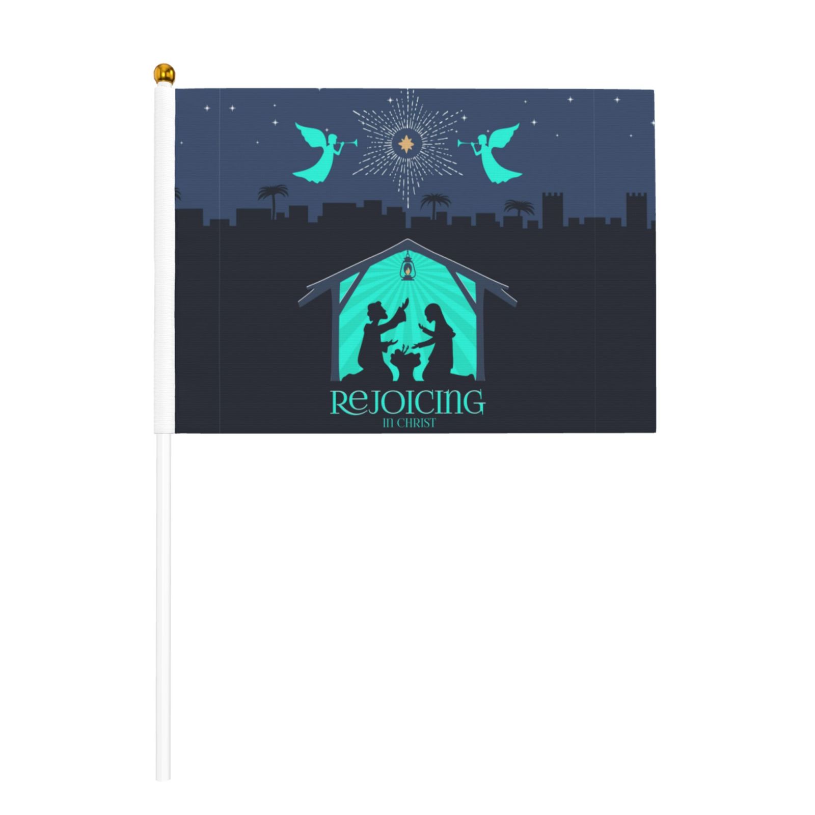 Christmas Christian Nativity Scene Flag Small Mini Hand Held Flags ...