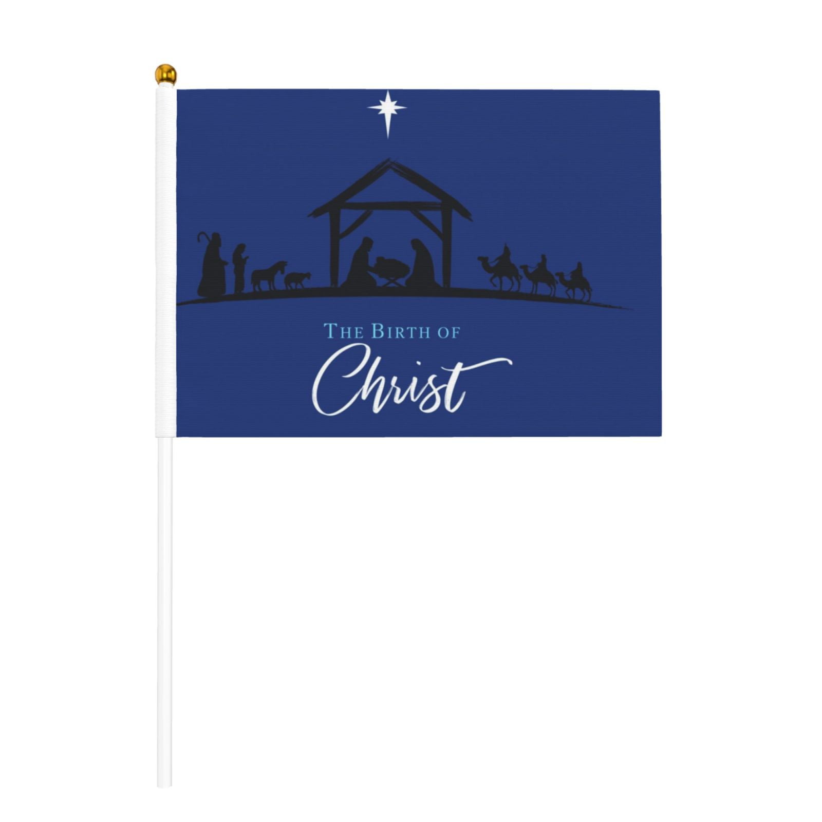 Christmas Christian Nativity Scene Flag Small Mini Hand Held Flags ...
