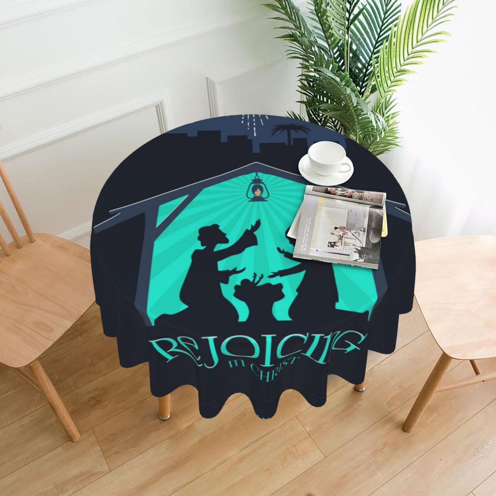 Christmas Christian Nativity Scene Tablecloths Round Tablecloth ...