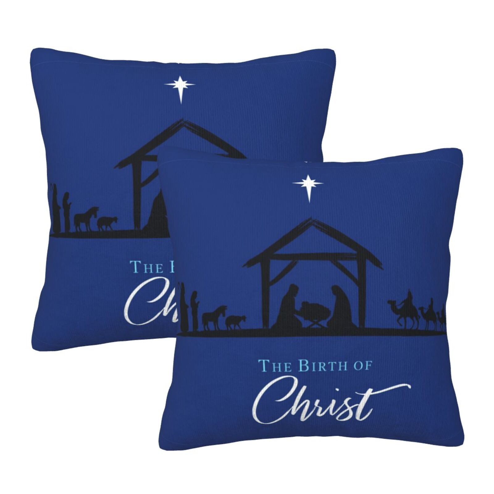 Christmas Christian Nativity Scene Throw Pillows Covers 18 X 18 Square ...