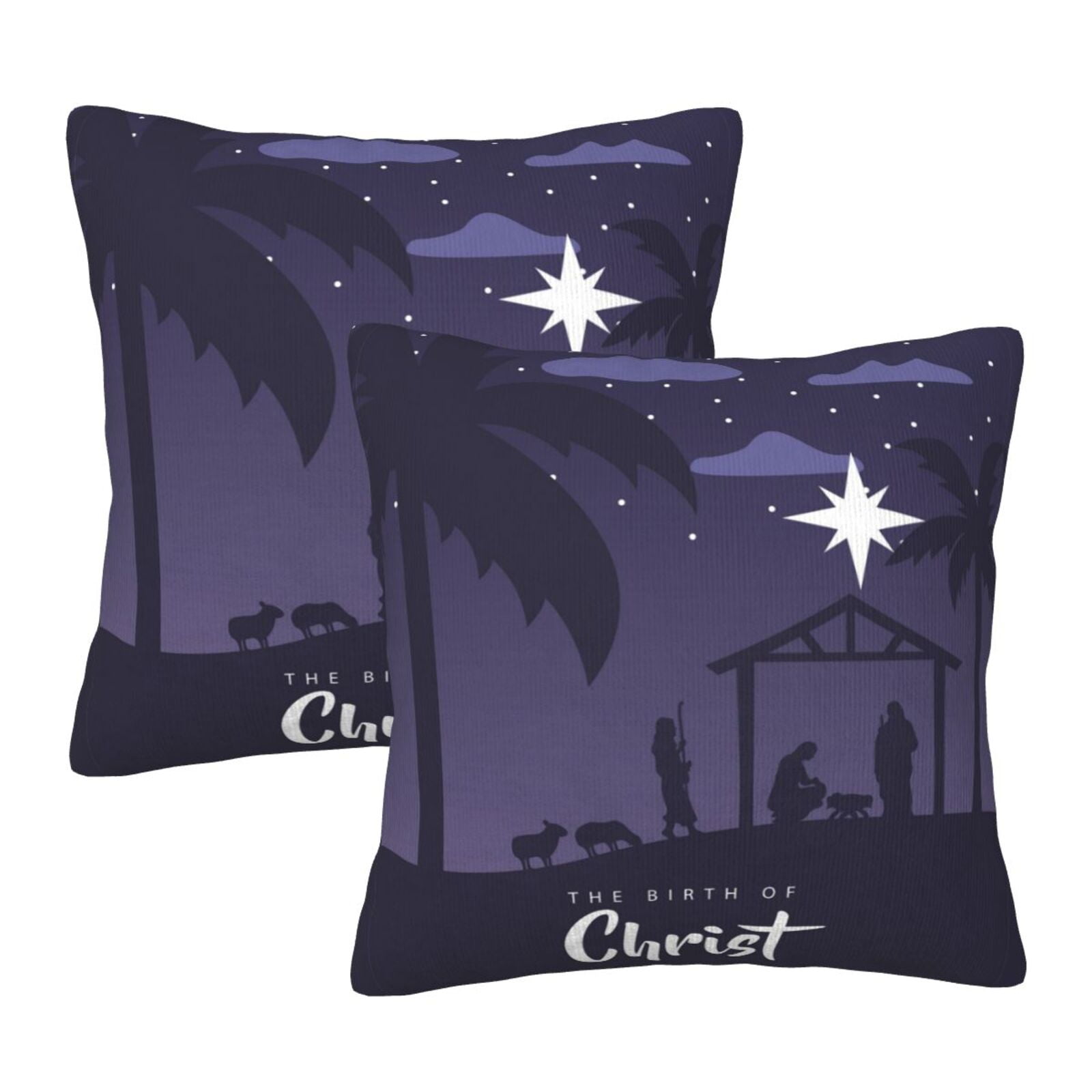 Christmas Christian Nativity Scene Throw Pillows Covers 18 X 18 Square ...