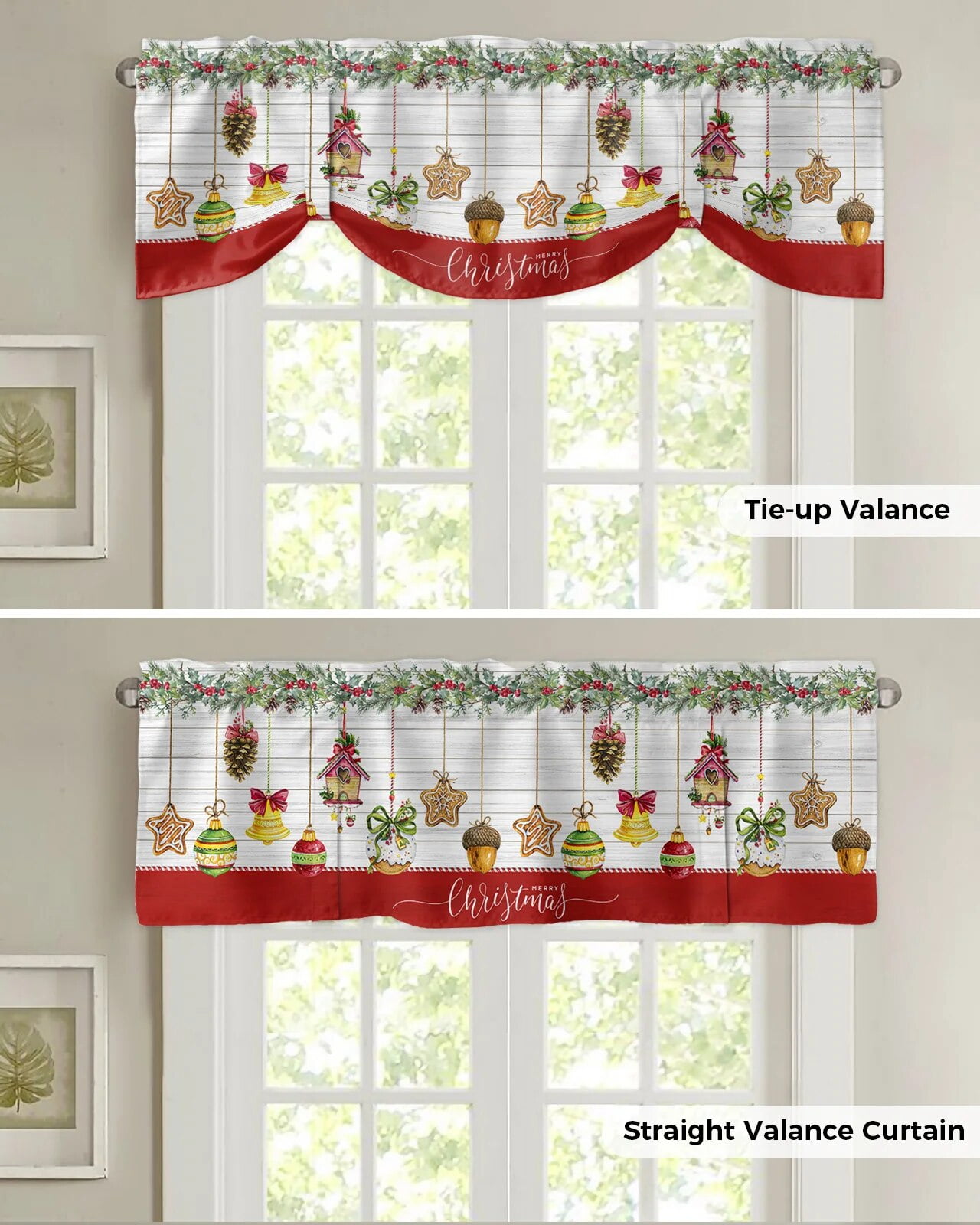 Christmas Christmas Ball Window Curtain Living Room Kitchen Cabinet Tie ...