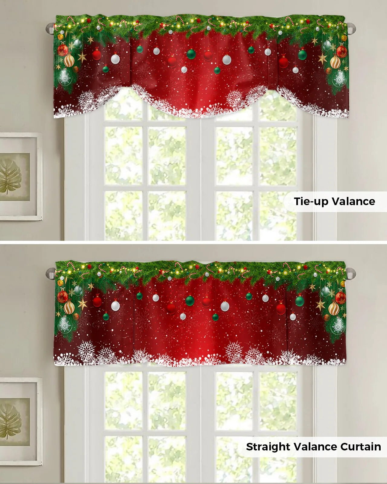 Christmas Christmas Ball Window Curtain Living Room Kitchen Cabinet Tie ...