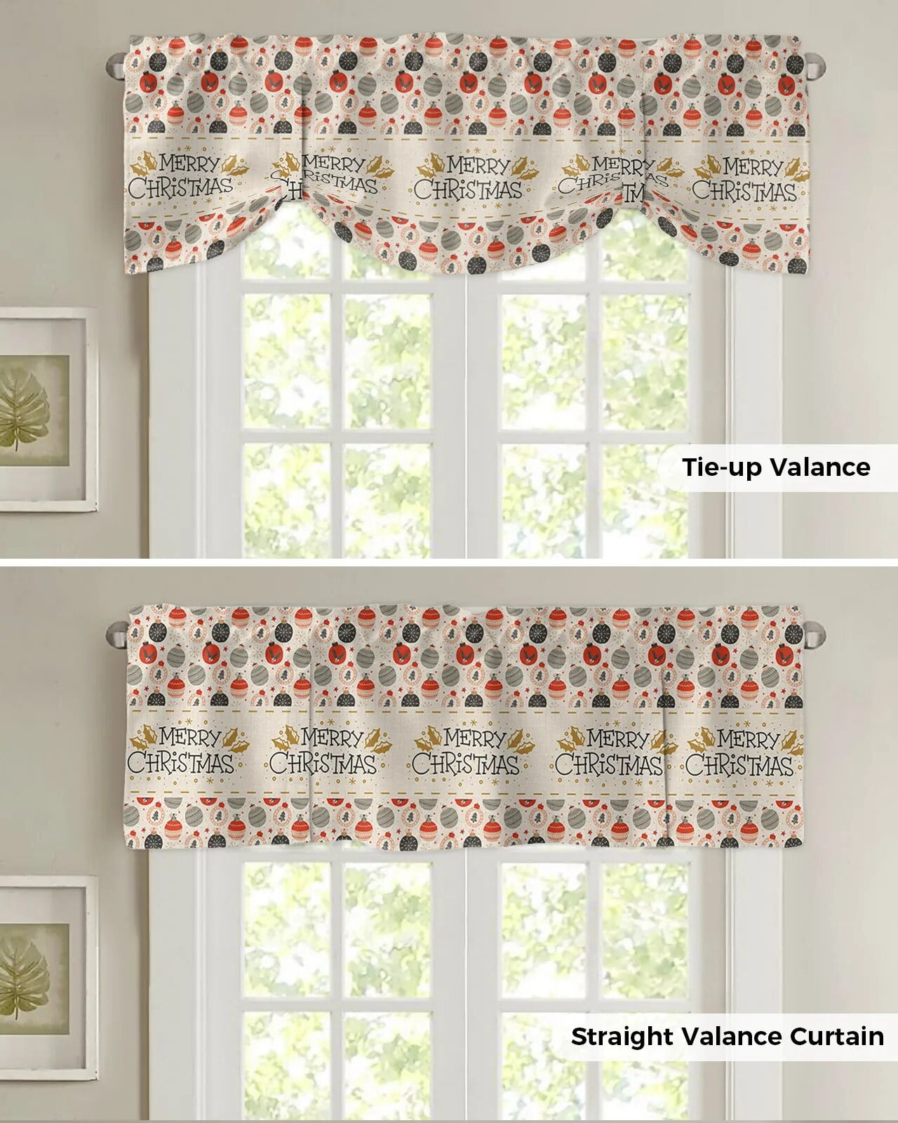 Christmas Christmas Ball Window Curtain Living Room Kitchen Cabinet Tie ...