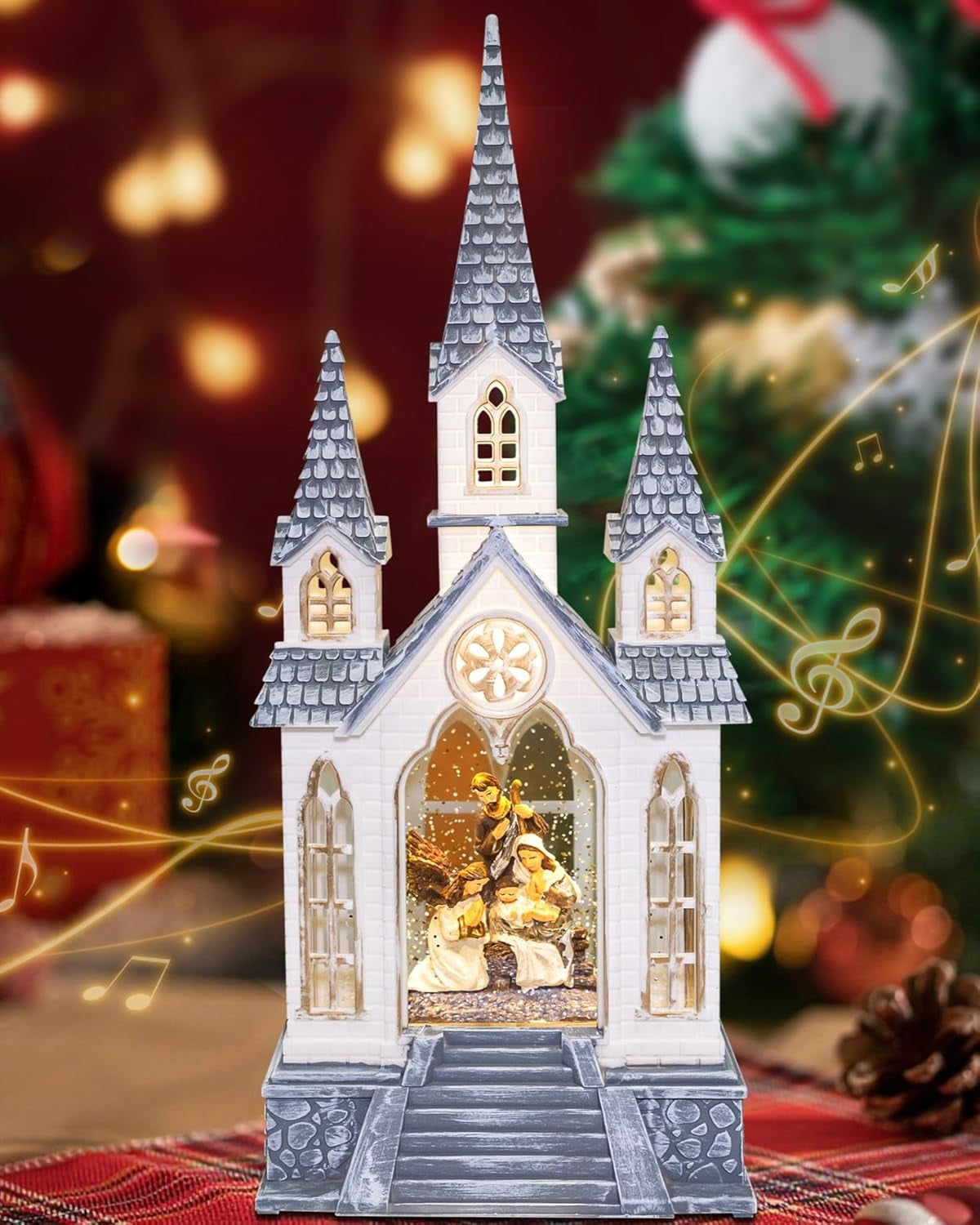 Christmas Church Nativity Snow Globe Light Up Musical with 6H Timer ...