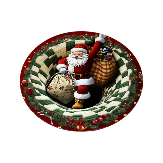 Christmas Circular Carpet Stereoscopic Visual Effect Entrance Door Mat ...