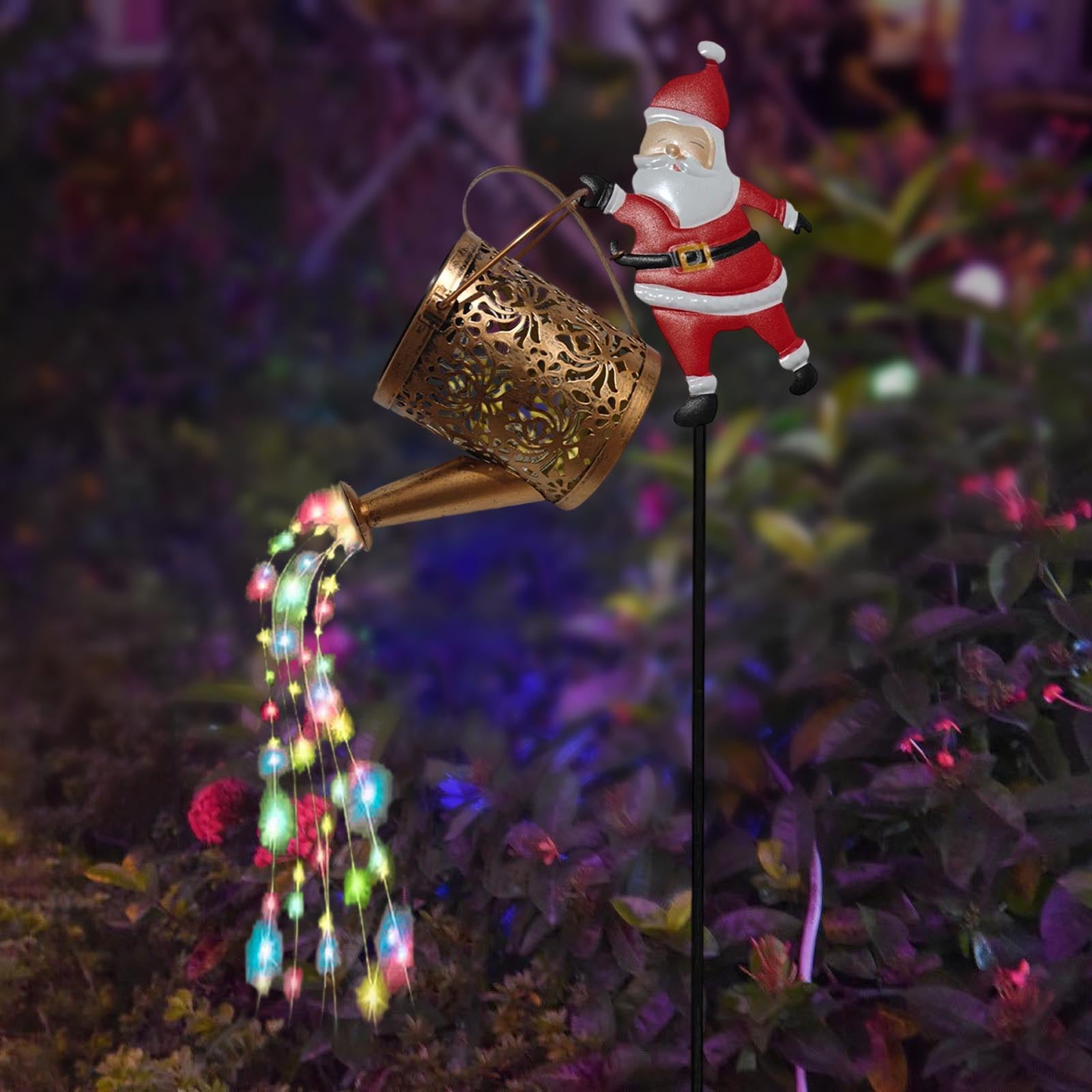 Christmas Claus Solar Kettle Lights, Santa Pouring Fairy Garden Lawn ...