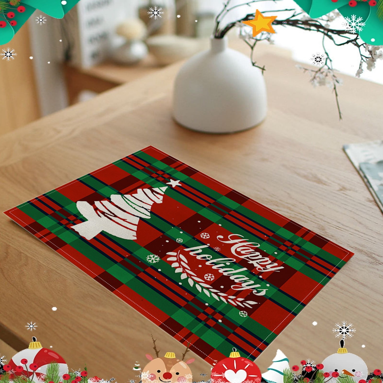 Christmas Clearance 2024! VOAVEKE Christmas Placemats,Christmas Table ...