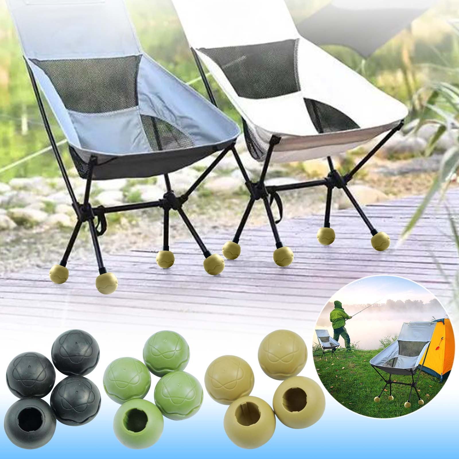 4-Pack Universal Anti-Slip Chair Feet Stabilizers for Camping Chairs ...