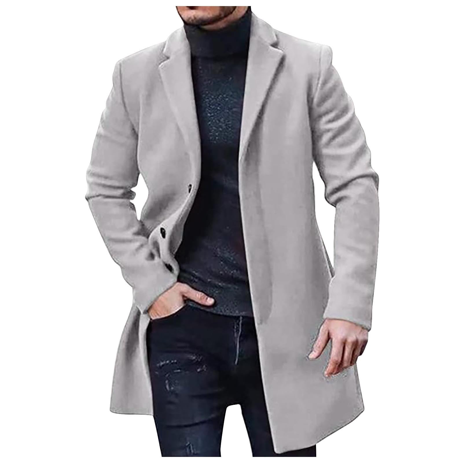 Christmas Clearance! AIEOTT Winter Trench Coat for Men Big and Tall Pea ...