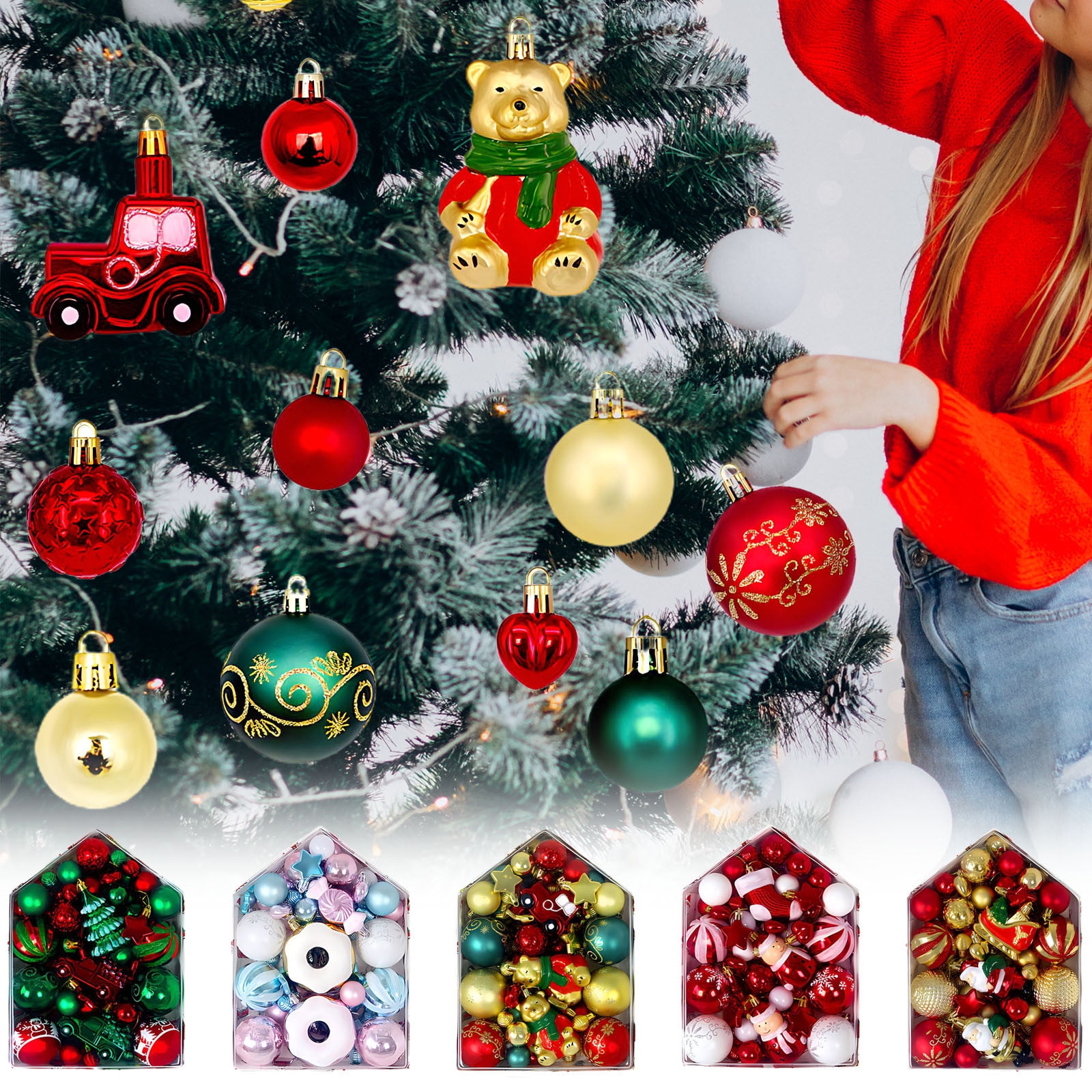 Christmas Clearance! BOBOMOTI 72Pcs Christmas Ball Ornaments ...