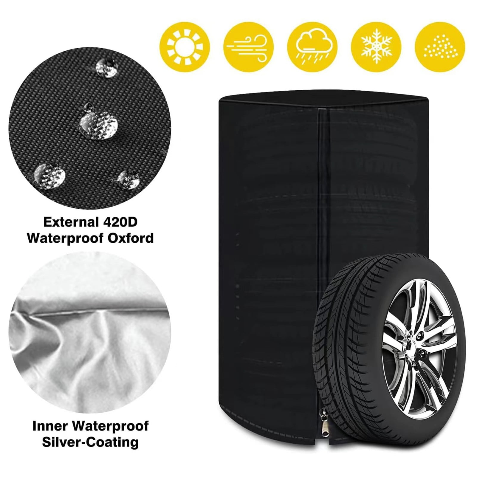 Christmas Clearance Black Heavy-Duty Polyester Tire Covers for Cars and ...