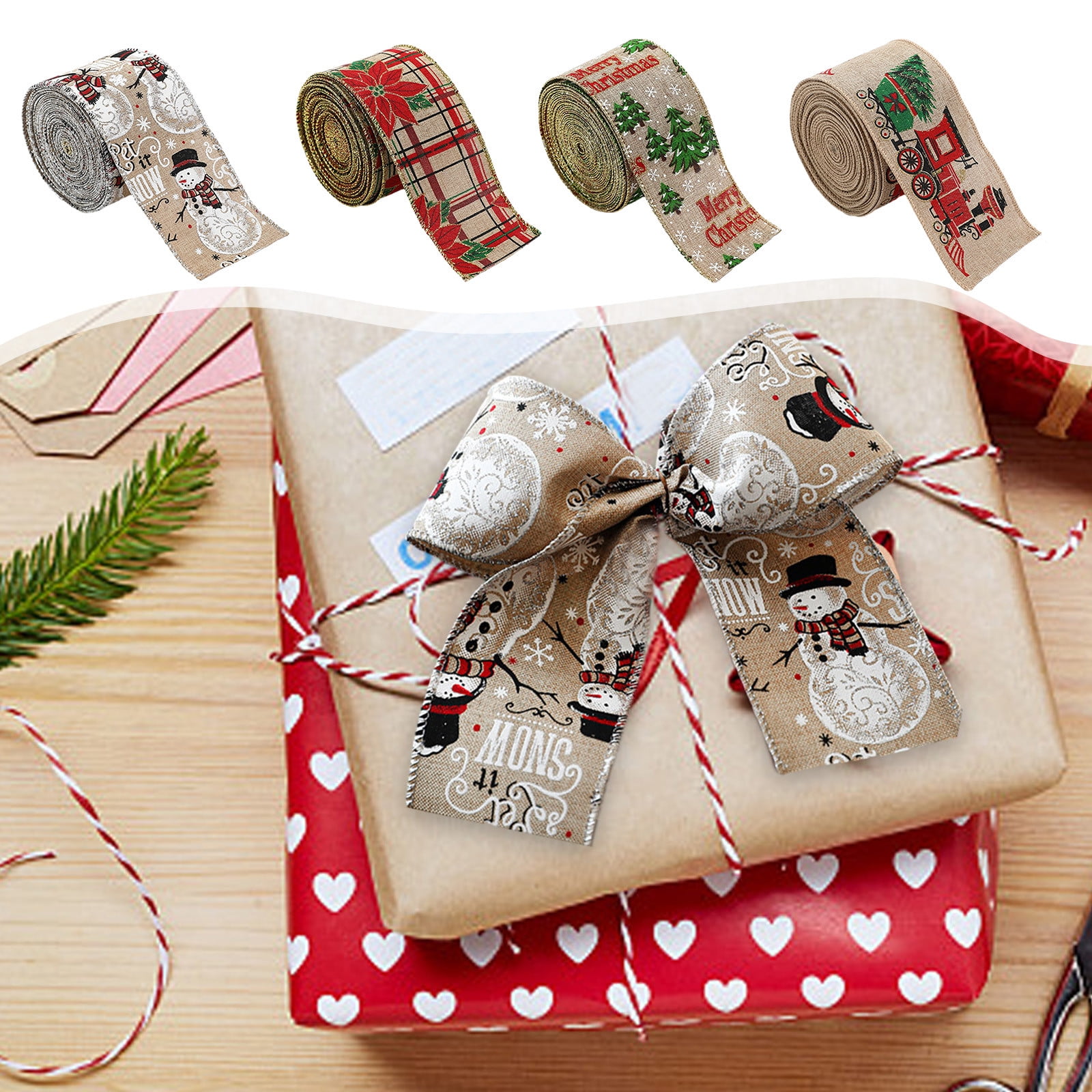 Christmas Clearance！Christmas Decor Present Ribbon Rolls Christmas ...