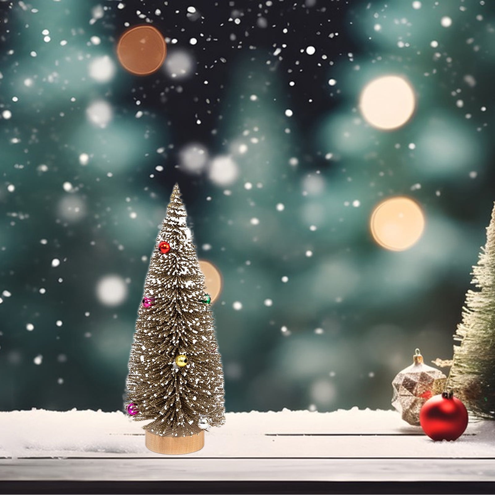 Christmas Clearance Compact Silver Mini Christmas Tree with Falling ...