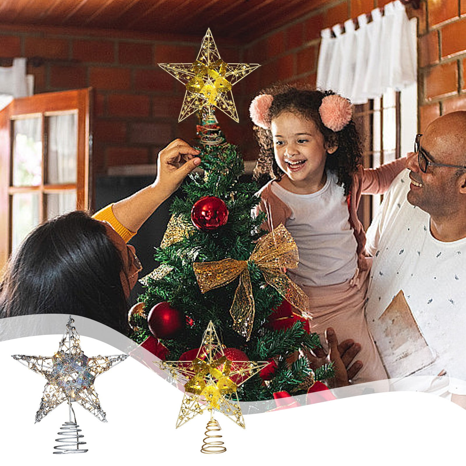 Christmas Clearance Gold Glittered Metal Pentagram Christmas Tree ...