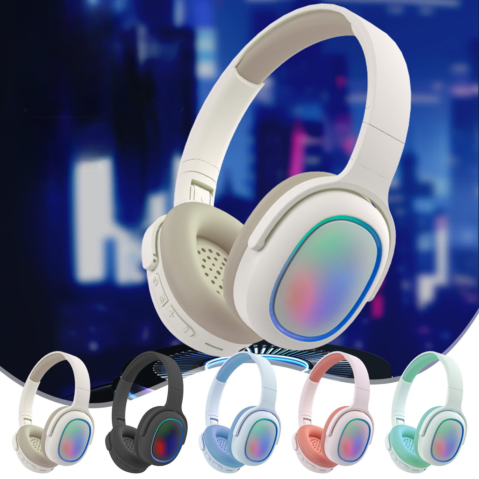 Christmas Clearance Headworn RGB Bluetooth 5.3 Headphones with Cool ...
