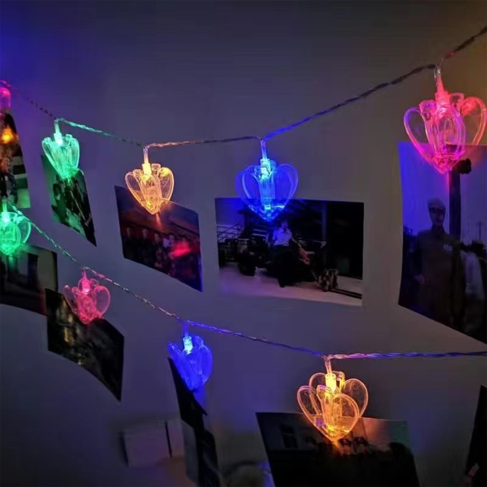 LED Photo Clip Light String - 150cm White Battery-Powered Decorative ...