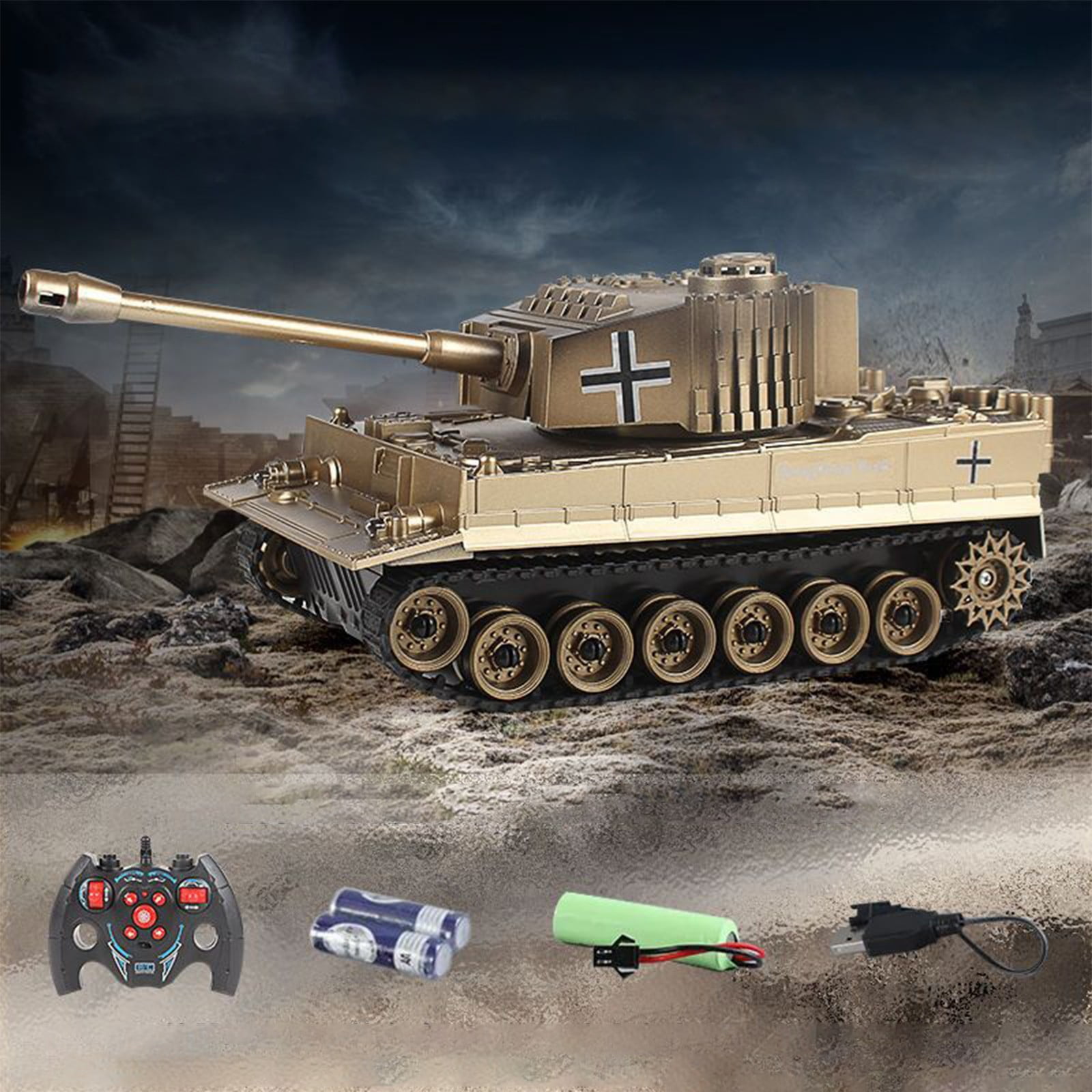Christmas RC Tank for Boys, 9 Channel Remote Control Toy with Realistic ...