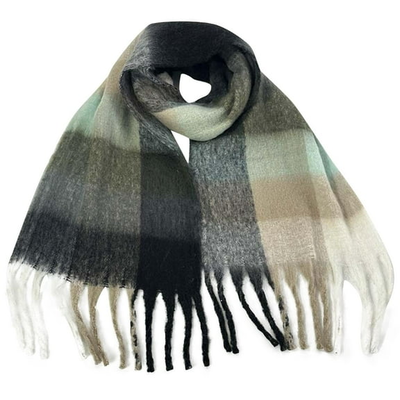 Oksale Plaid Scarfs for Women with Fringe Thicken Warm Winter Scarf for ...