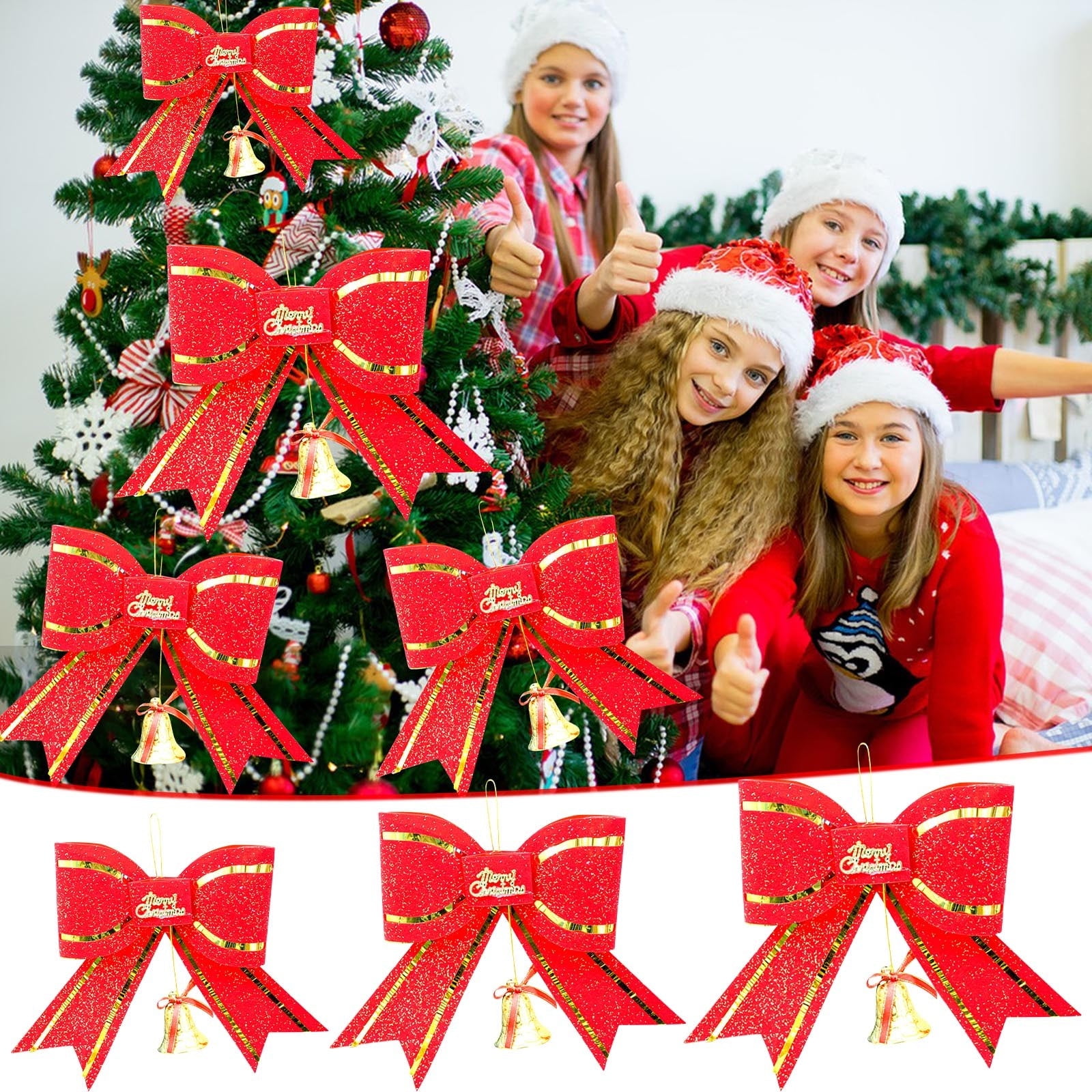Christmas Clearance Tpzfurit Red and Gold Christmas Tree Bows - Elegant ...