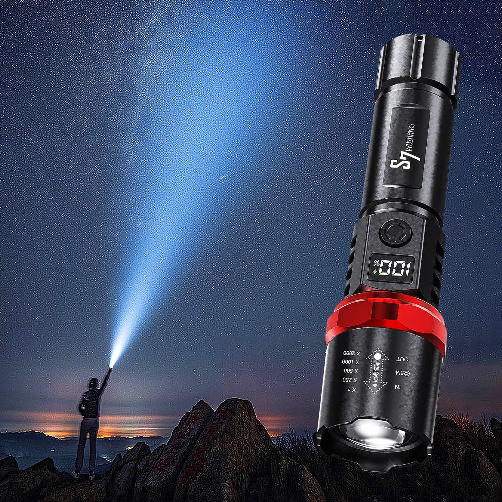 Christmas Clearance Ultra-Bright Portable LED Flashlight with LCD ...