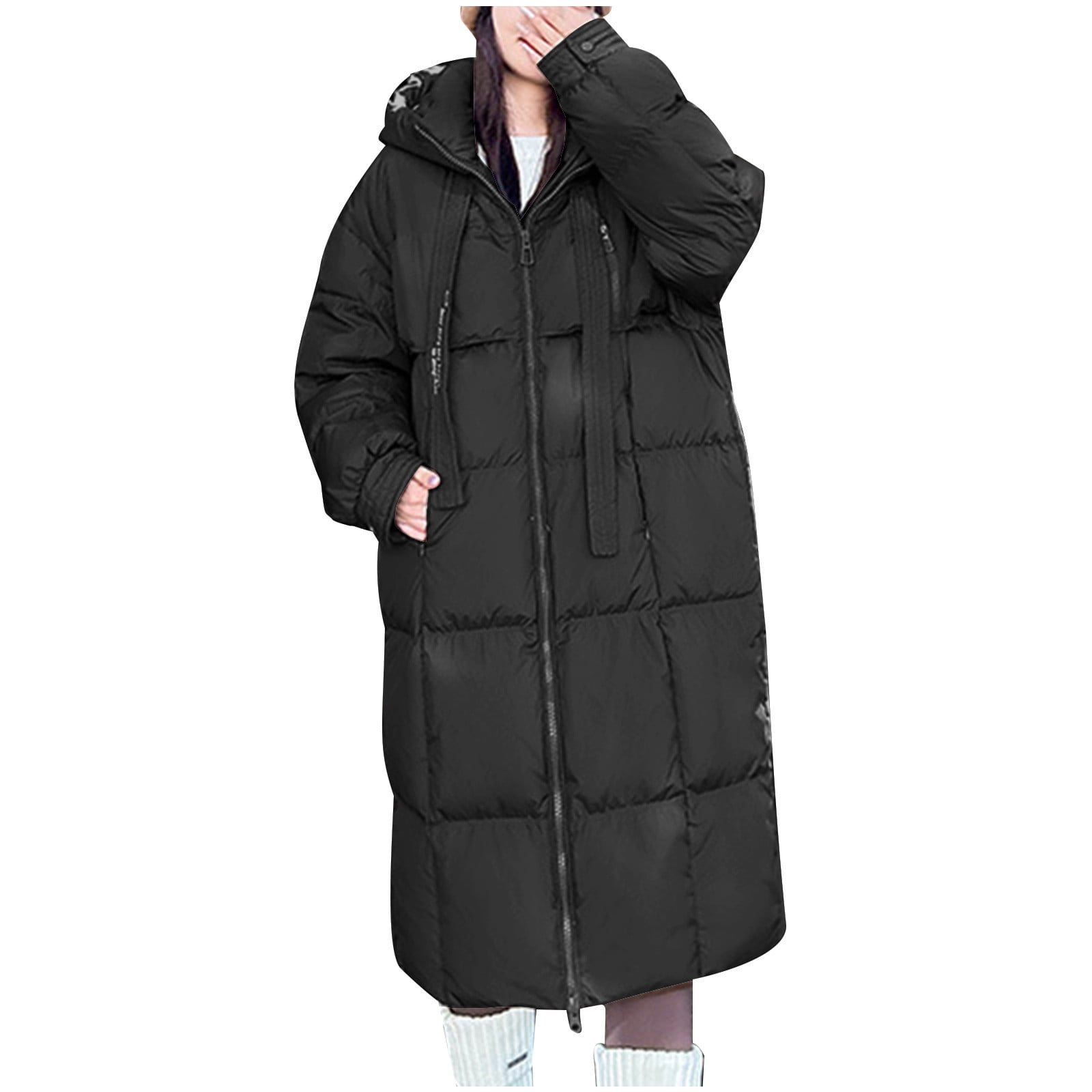 Christmas Clearance! ZVNAΖH Extra Long Puffer Coat Women Zip Up Padded ...