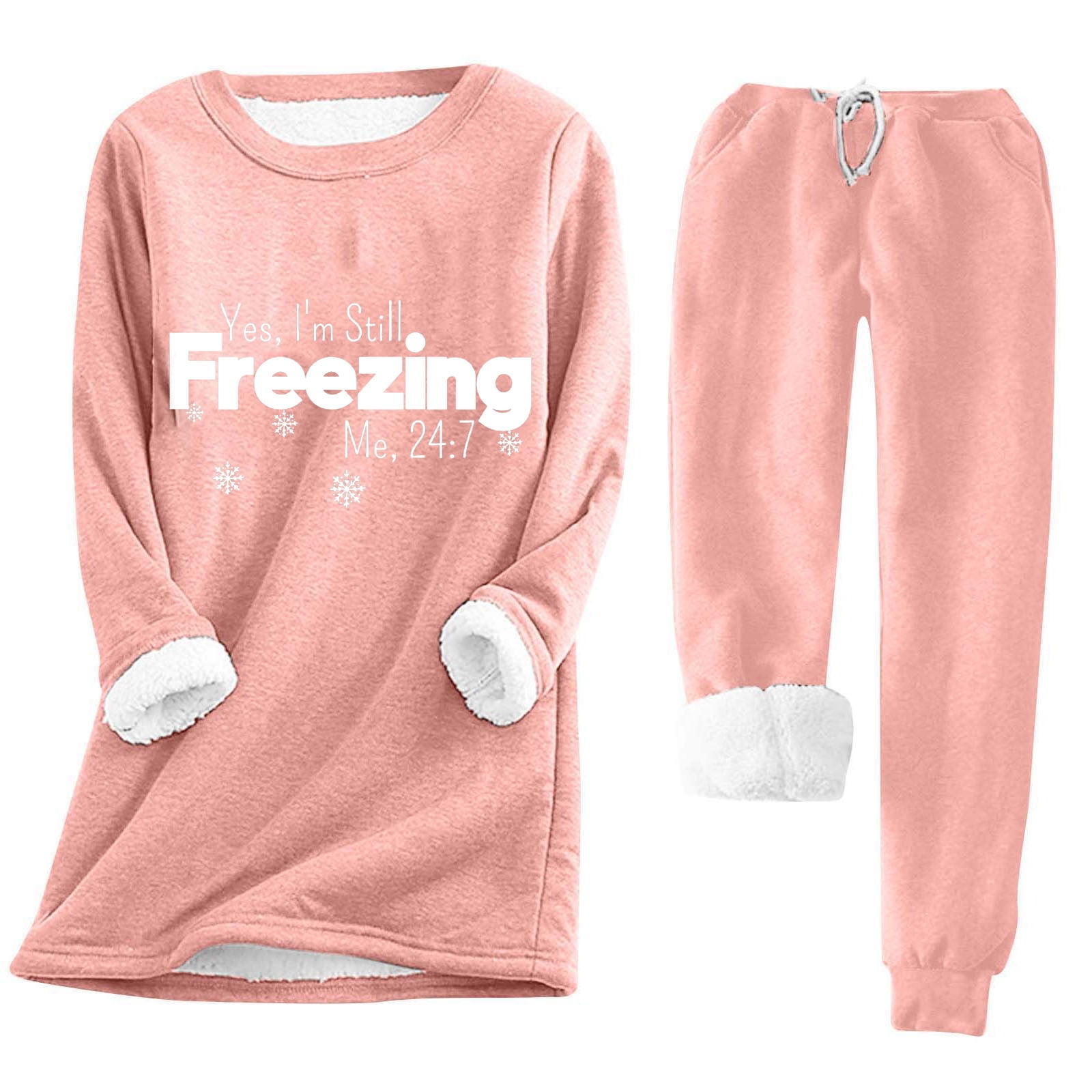 ZVNAΖH Fleece Lined Sweatshirt Set for Women Warm Winter Lounge Sets ...