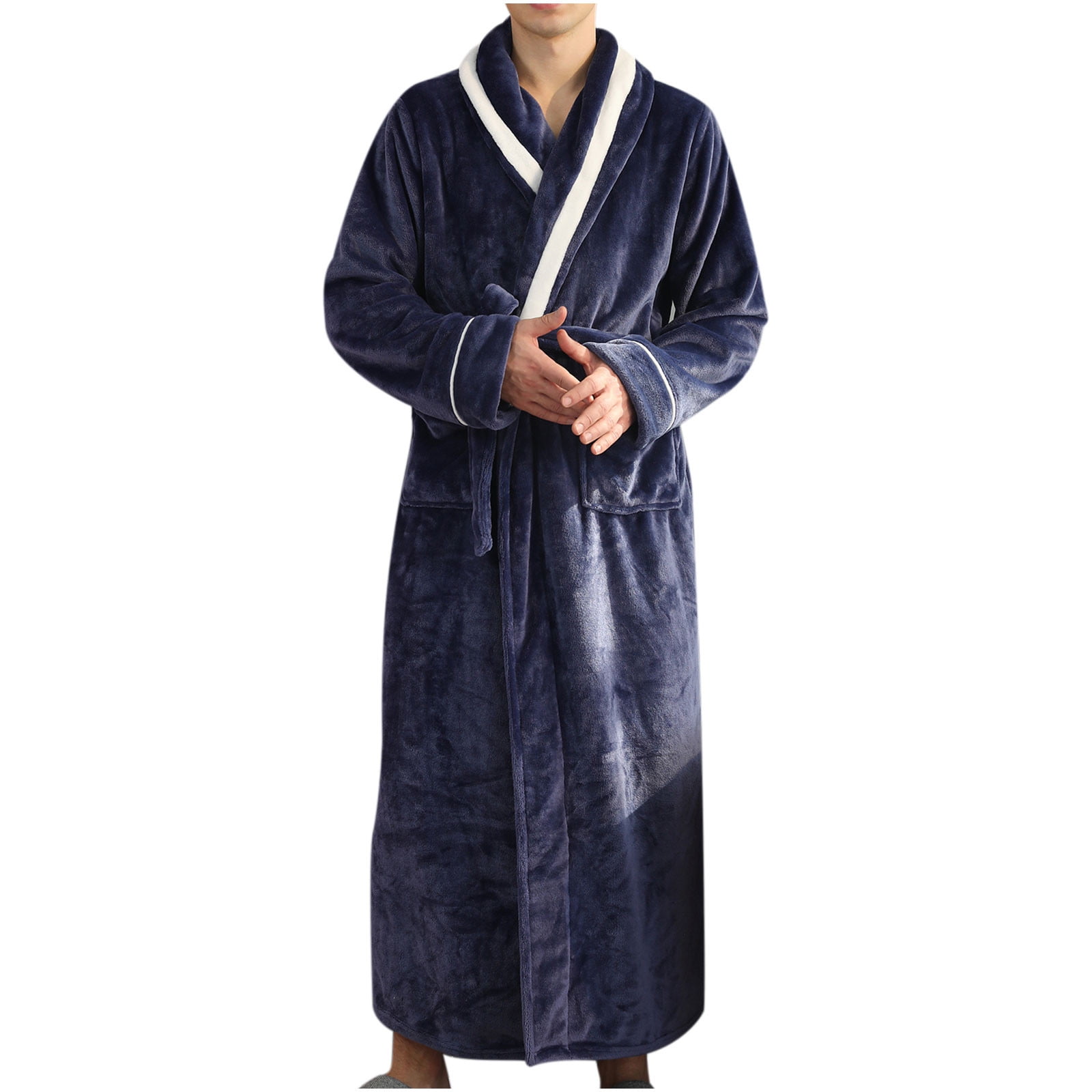 ZVNAΖH Mens Robes Big and Tall Full Length Plush Fleece Long Robe ...
