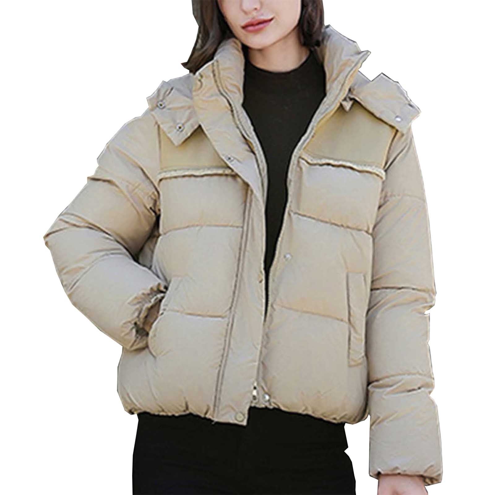 Christmas Clearance! ZVNAΖH Women Cropped Puffer Jacket Warm Overcoat ...