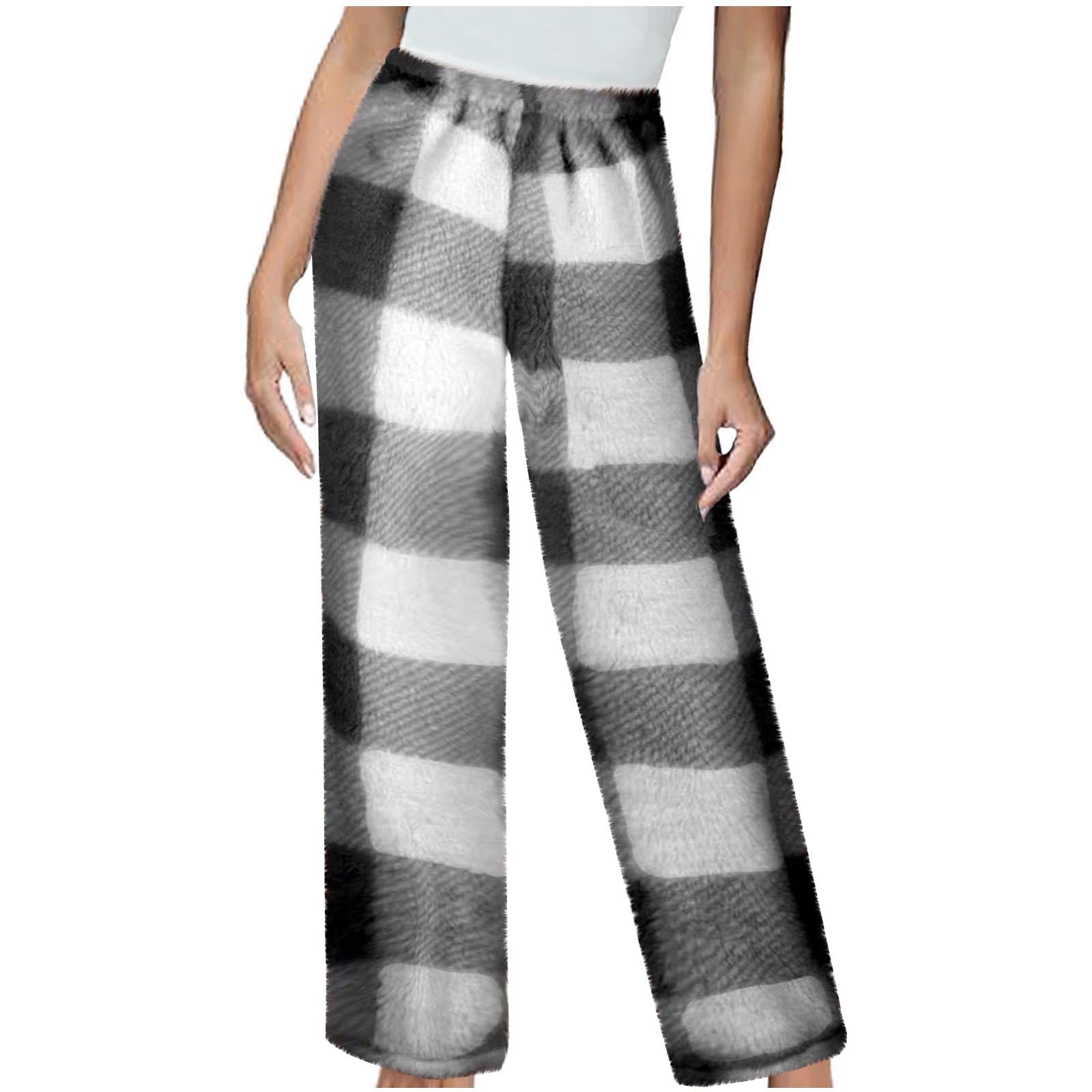 Christmas Clearance! ZVNAΖH Womens Flannel Plaid Pajama Pants, Fluffy ...