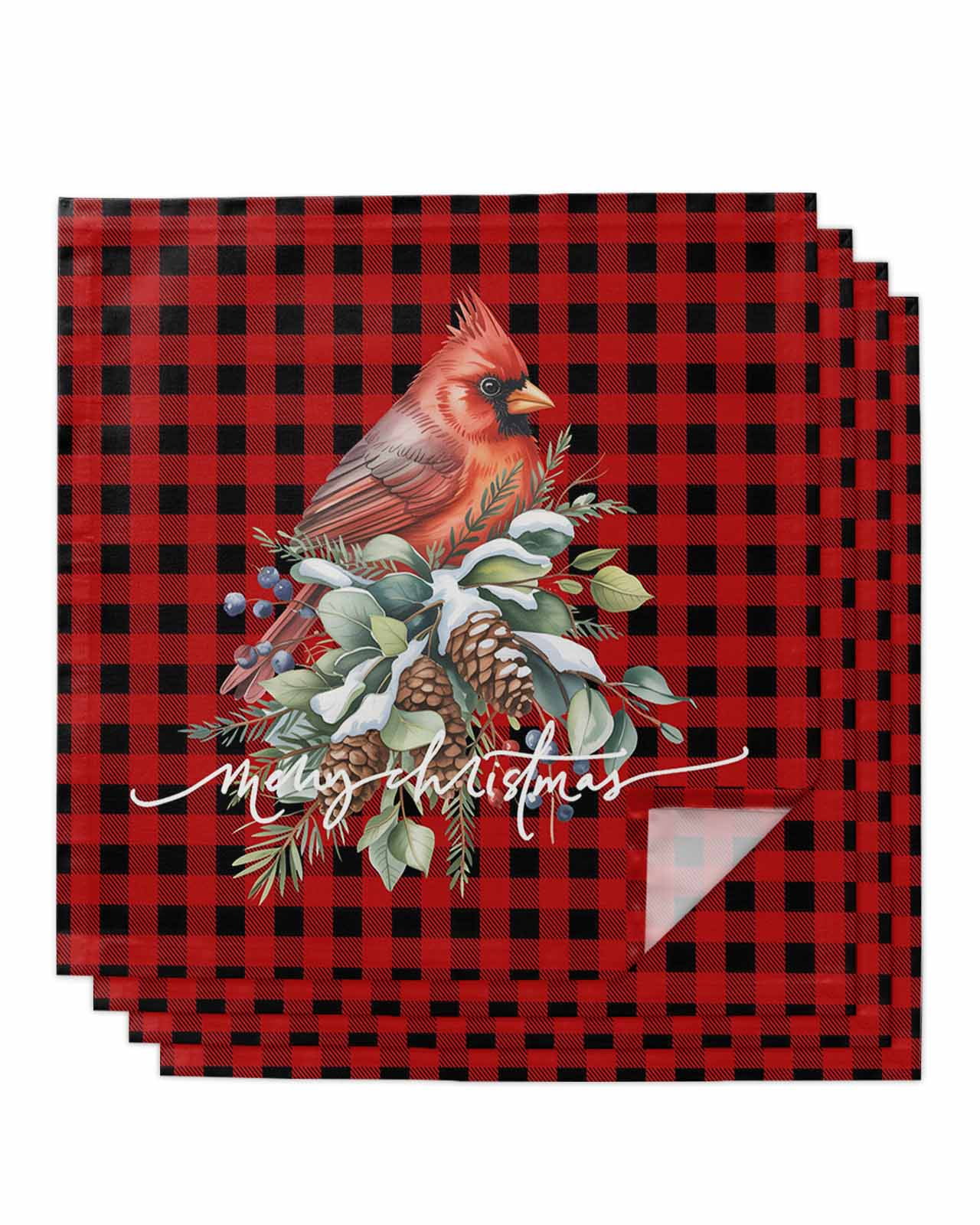 Christmas Cloth Napkins Set of 4 Reusable Dinner Napkins, Cardinal Pine ...